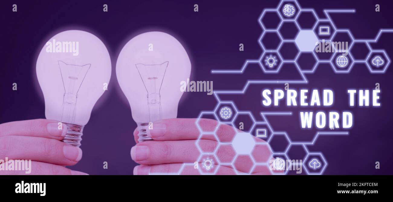 Sign displaying Spread The Word. Business approach share the ...