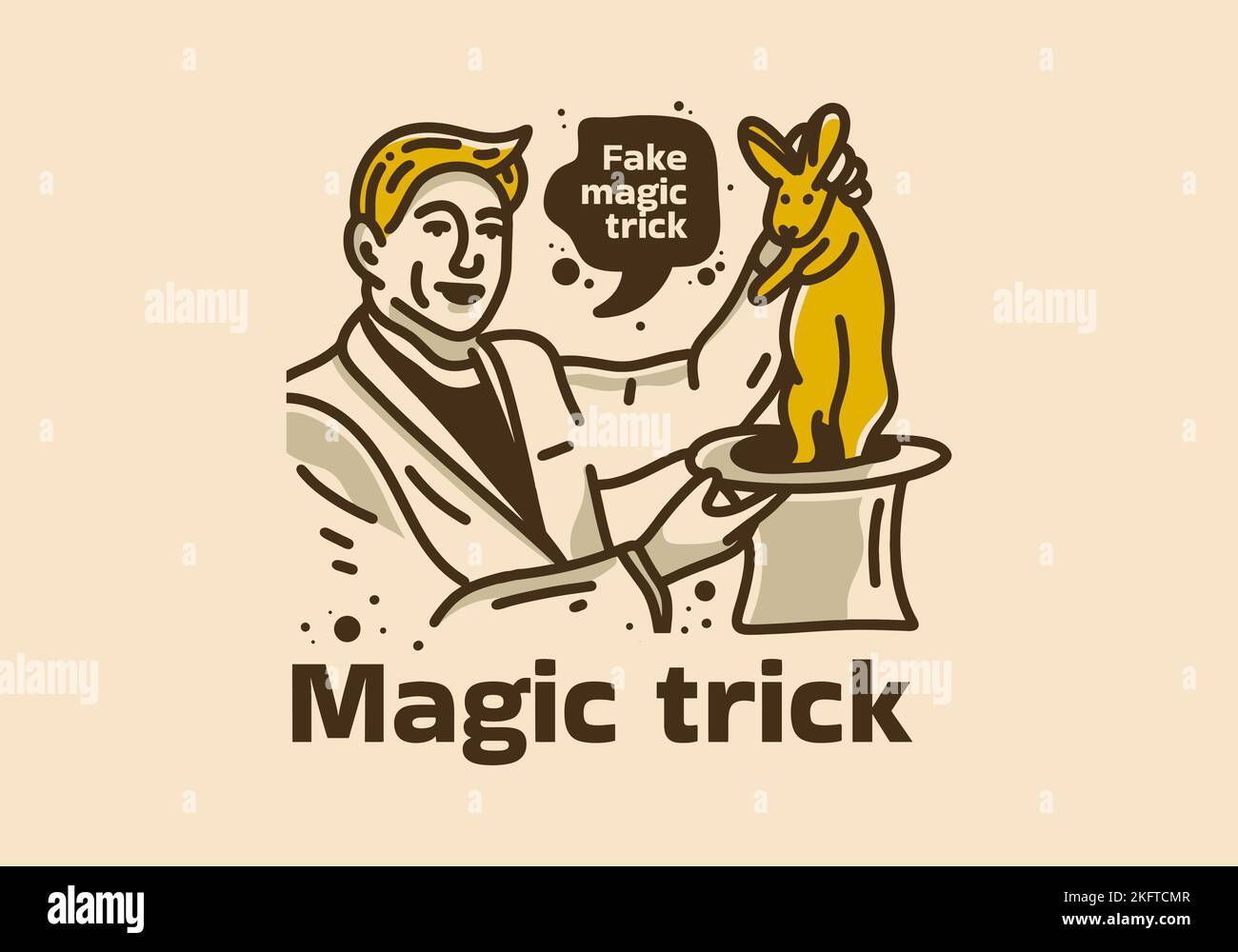 Vintage art illustration of magician and rabbit Stock Vector Image ...