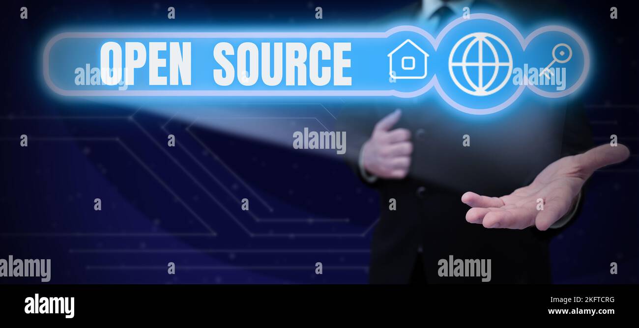 Sign Displaying Open Source Word For Denoting Software Which Original Source Code Freely