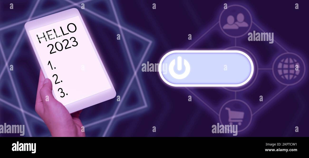 Text sign showing Hello 2023. Concept meaning celebration of the ...