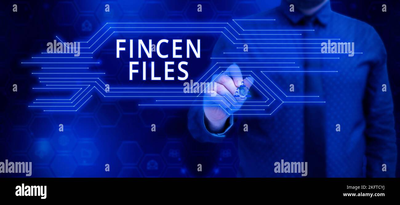 Text caption presenting Fincen Files. Conceptual photo Transactions in ...