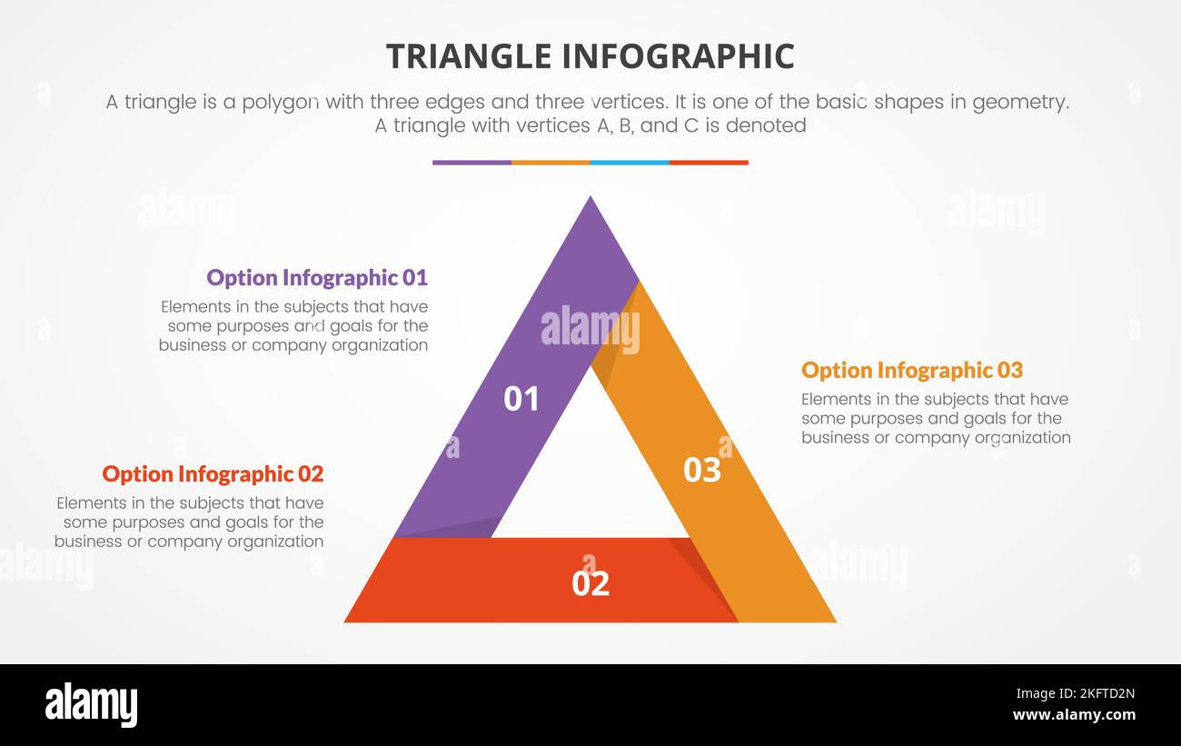 infographic triangle concept for slide presentation with 3 point list ...