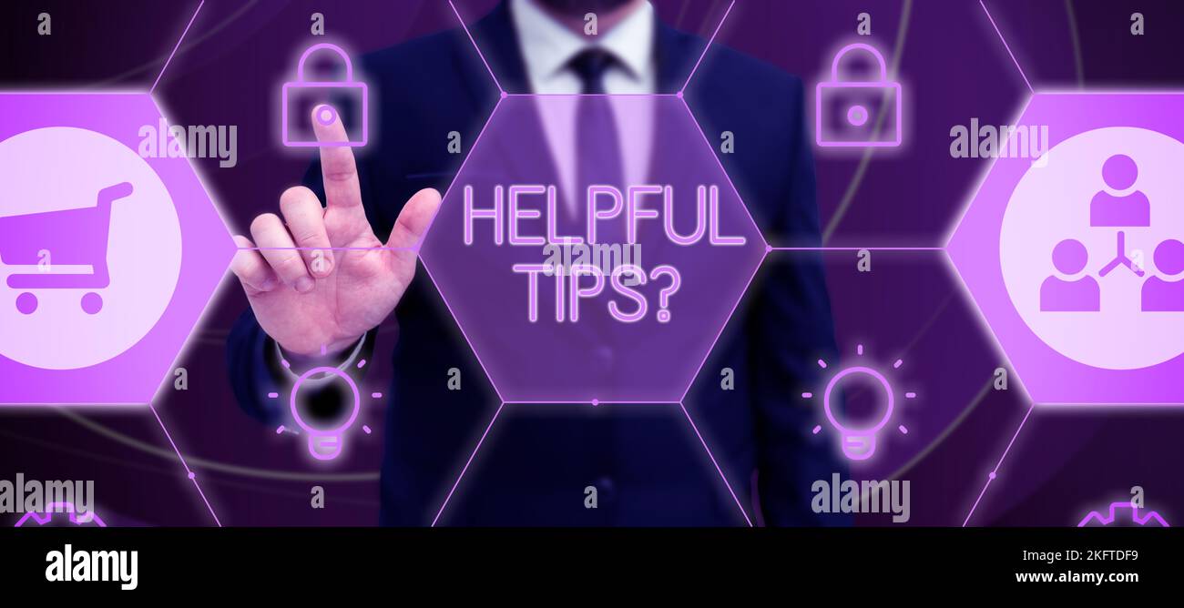 Conceptual display Helpful Tips. Concept meaning advices given to be ...