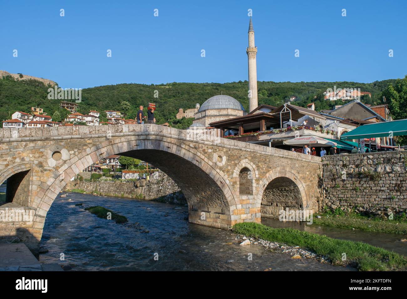 Sinan Pasha Mosque and stone bridge, landmarks in the city of Prizren ...
