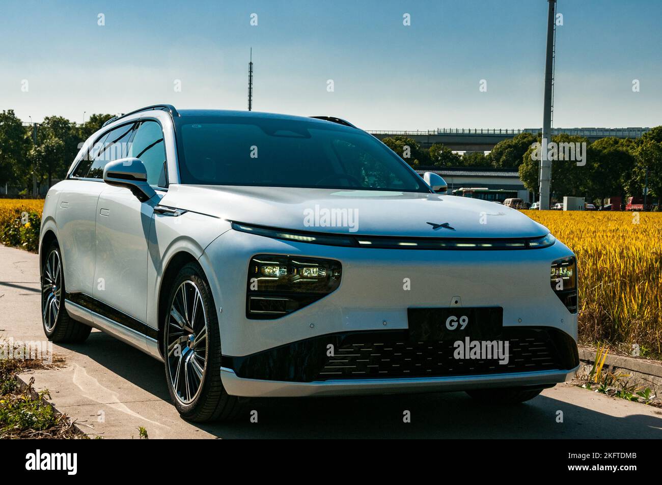 Exterior shot of a long range 4WD performance version of the electric XPeng G9 electric SUV in ...
