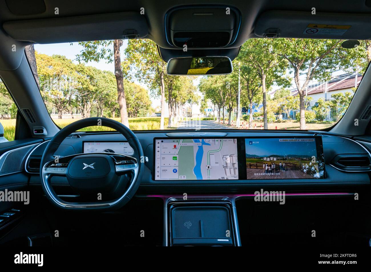 Interior of a long range 4WD performance version of the electric XPeng ...