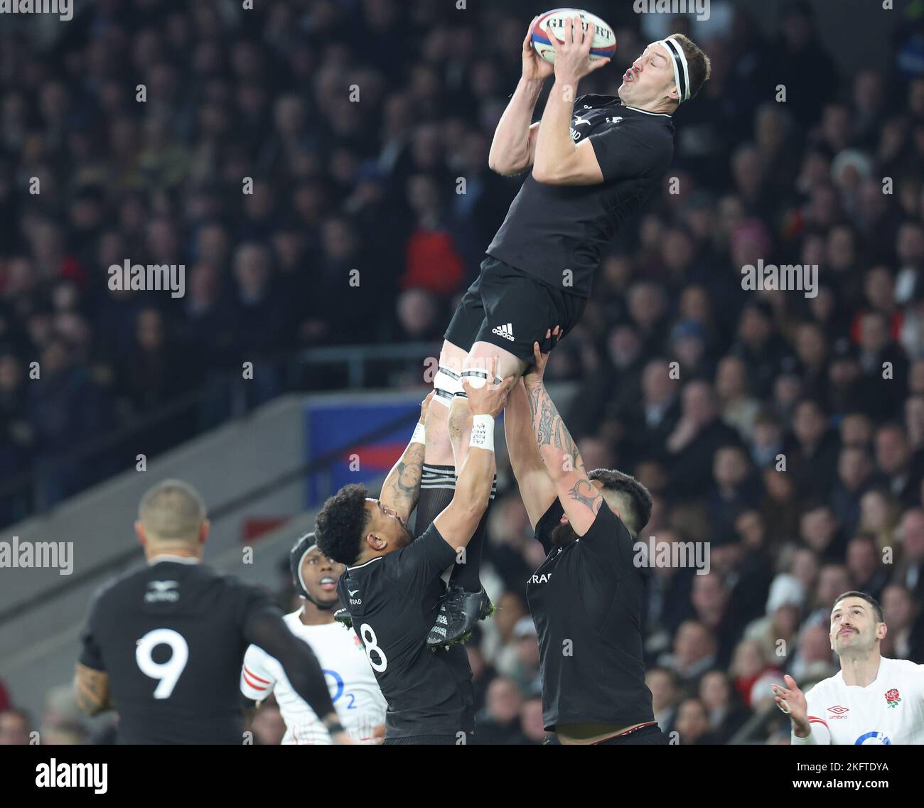 London ENGLAND - November 19: Brodie Retallick of New Zealand making ...