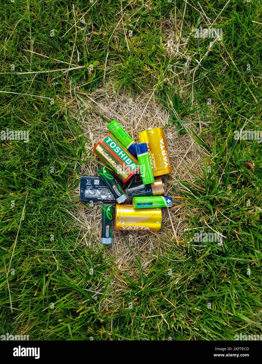 Image representing the pollution of nature with batteries and ...