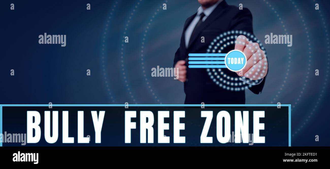 Text sign showing Bully Free Zone. Business overview Be respectful to ...