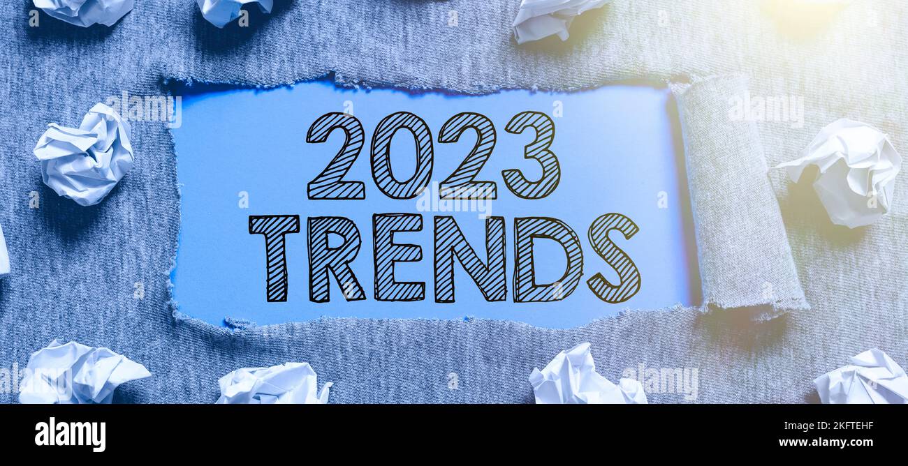 Text sign showing 2023 Trends. Business overview things that is famous ...