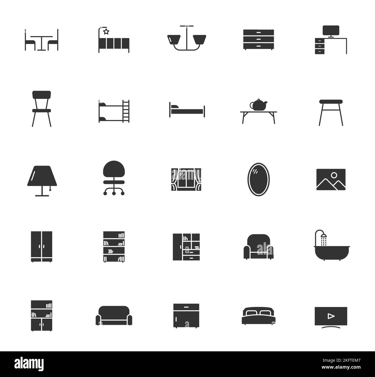 furniture glyph vector icons isolated on white Stock Vector Image & Art ...