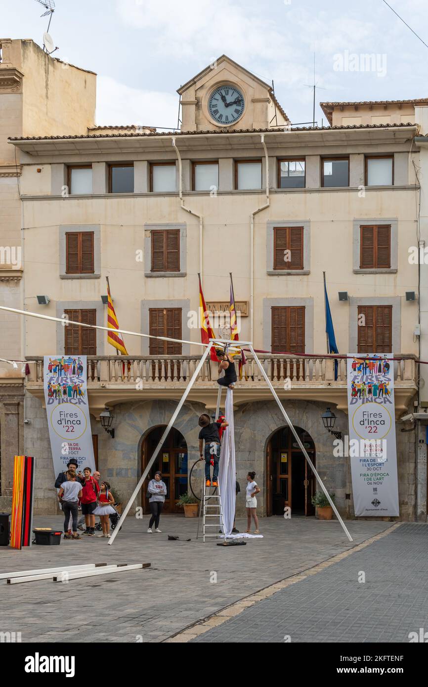 Inca, Spain; october 22 2022: Main facade of the town hall of the ...