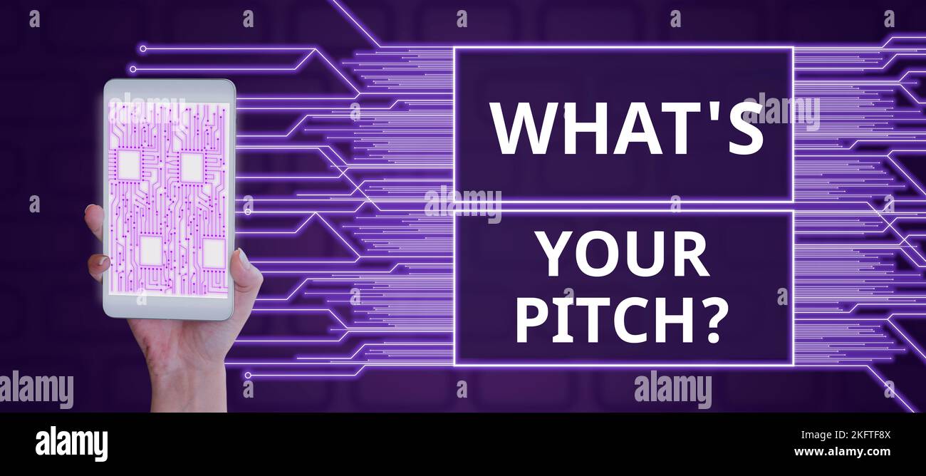 Hand writing sign What's Your Pitch. Conceptual photo make a determined ...