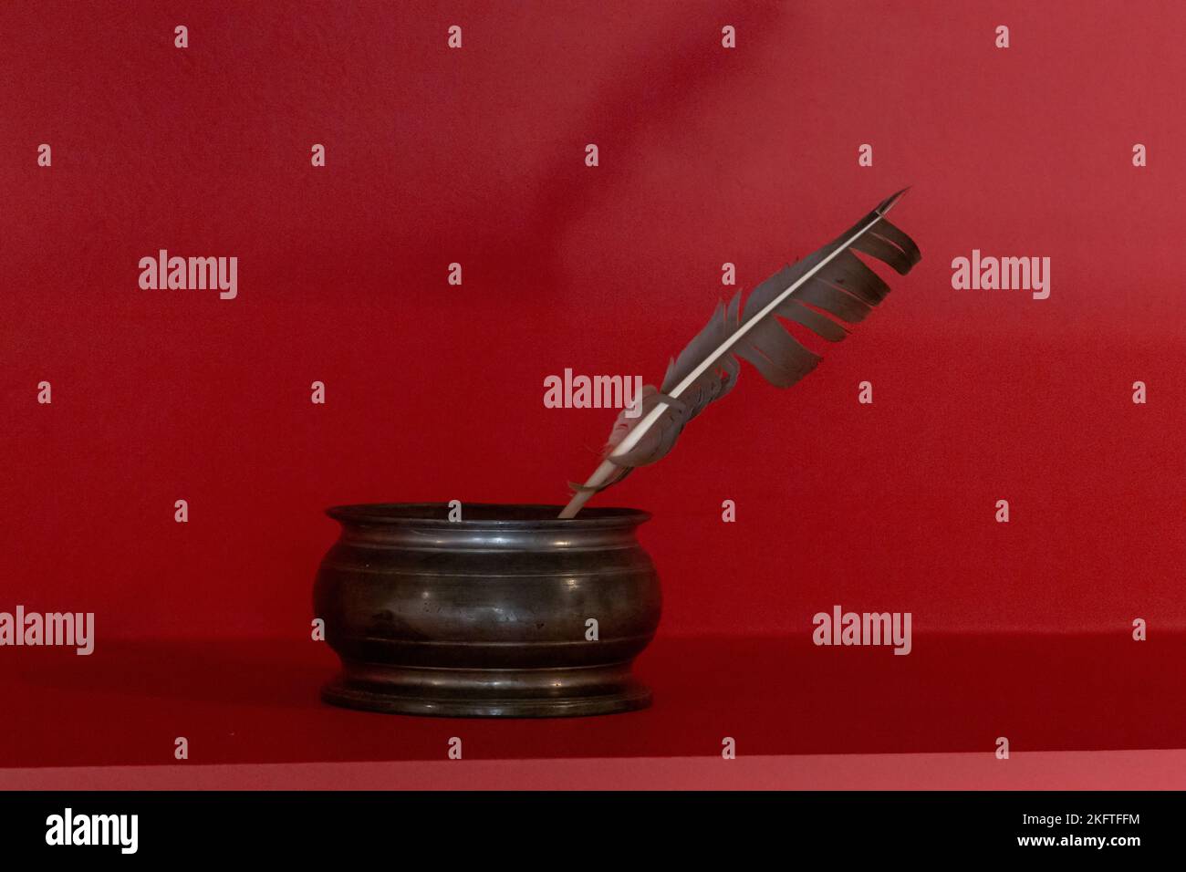 VILA BALEIRO, PORTUGAL - AUGUST 26, 2021: This is a medieval inkwell ...