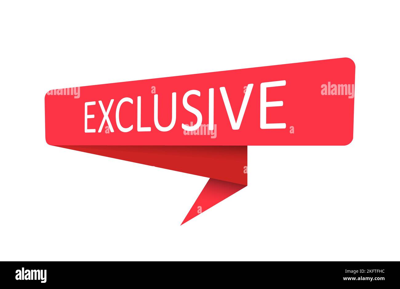 Exclusive. A red banner, pointer, sticker, label or speech bubble for ...