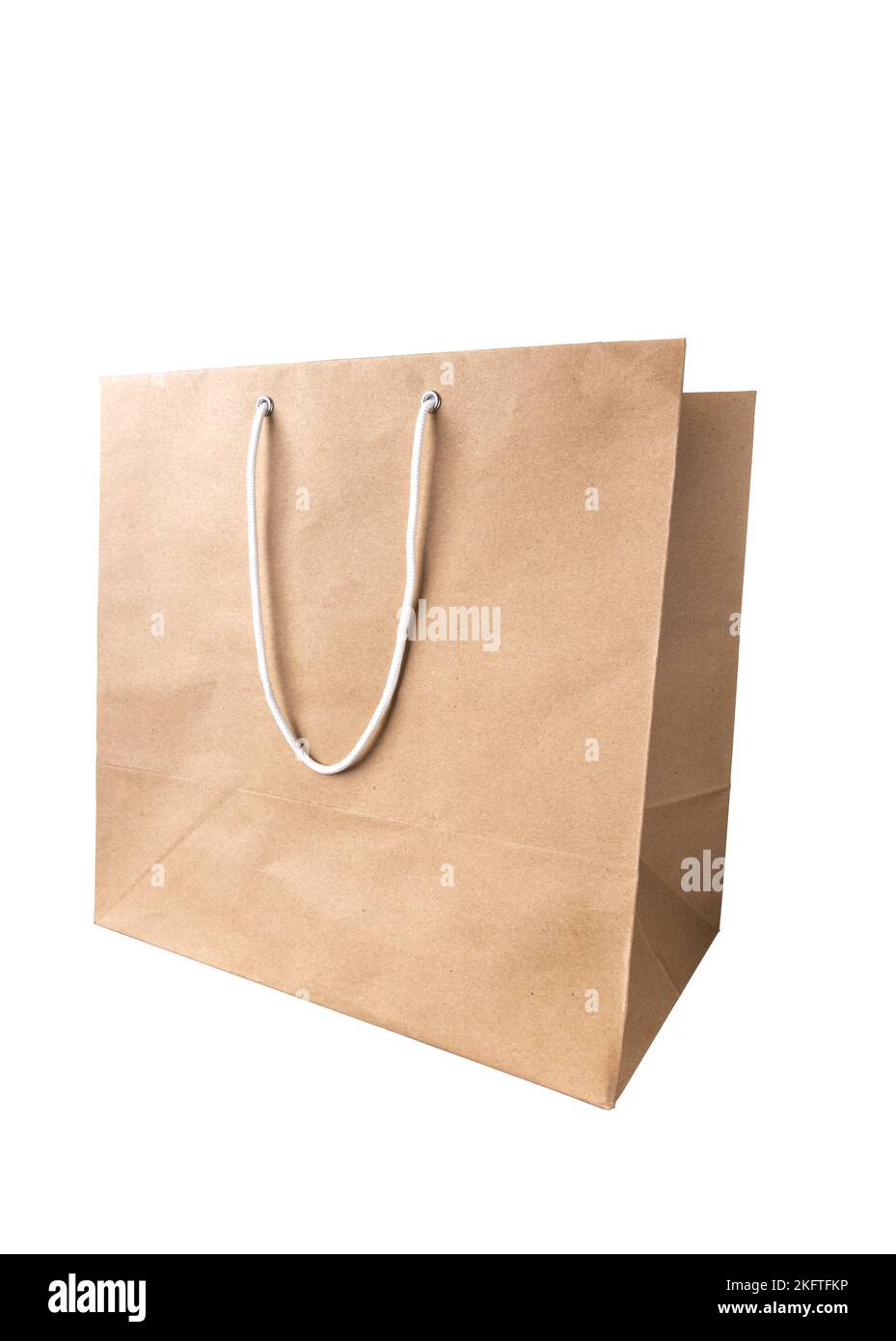 Brown paper bag with empty blank space for design mockup isolated on ...