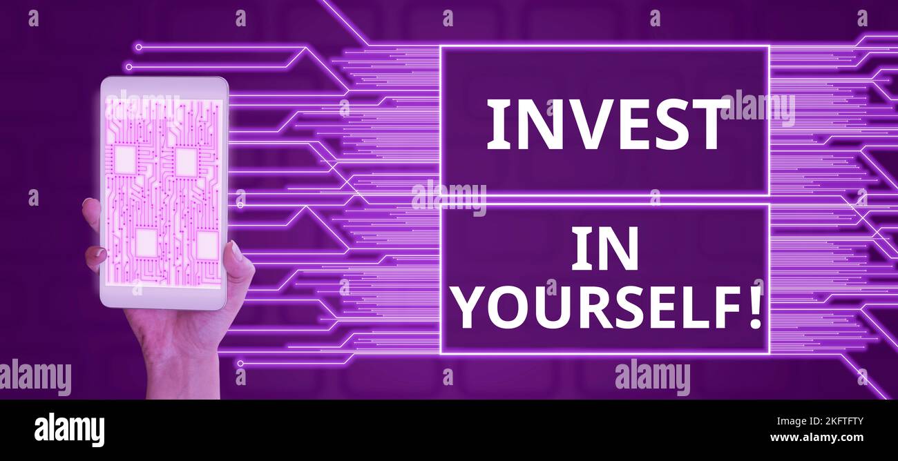 Text caption presenting Invest In Yourself. Business idea learn new ...