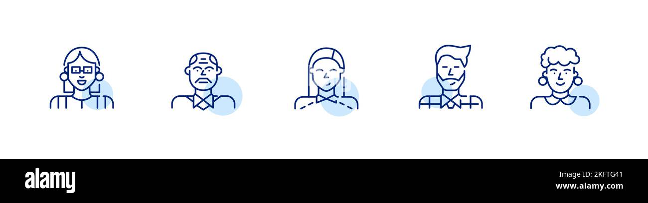 Office workers profile pictures. Pixel perfect, editable stroke icons ...
