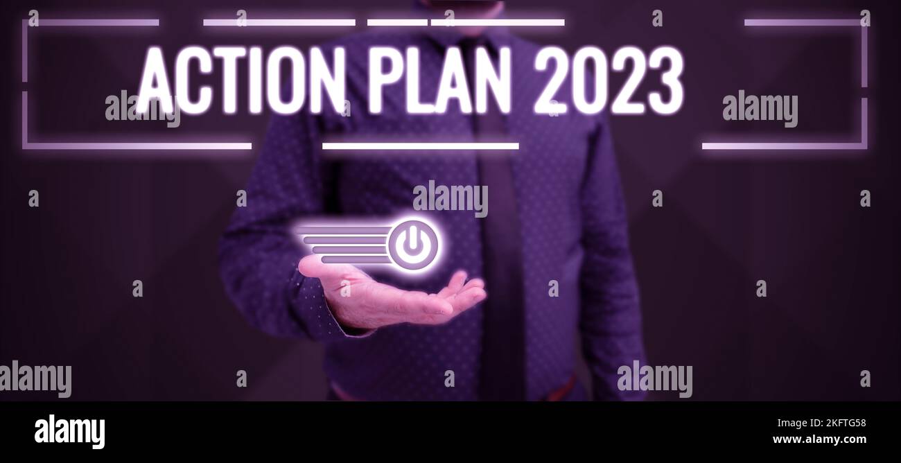 Text caption presenting Action Plan 2023. Concept meaning to do list ... Text caption presenting Action Plan 2023. Concept meaning to do list ...