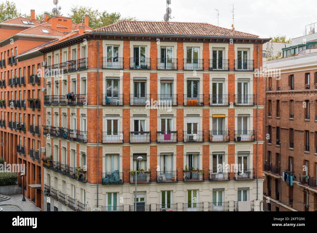 Facade of vintage classical building in Spain Stock Photo - Alamy