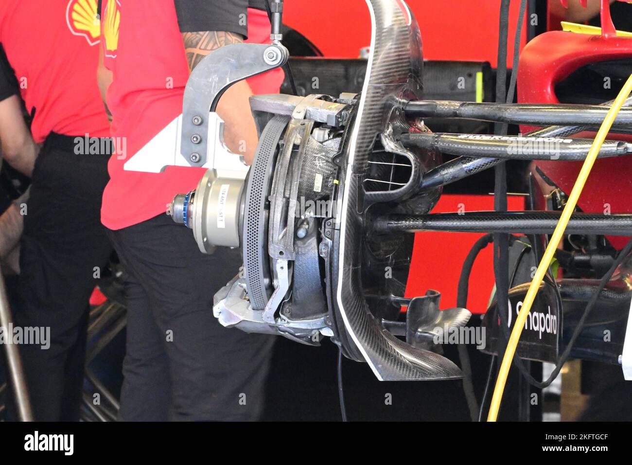 ABU DHABI, 19/11/2022, Front brake system of the Scuderia Ferrari F1-75 ...
