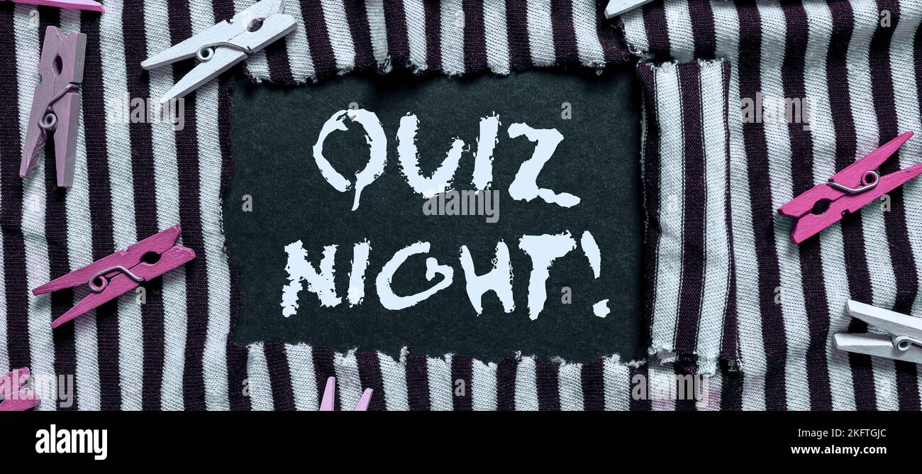 Sign displaying Quiz Night. Word Written on evening test knowledge ...
