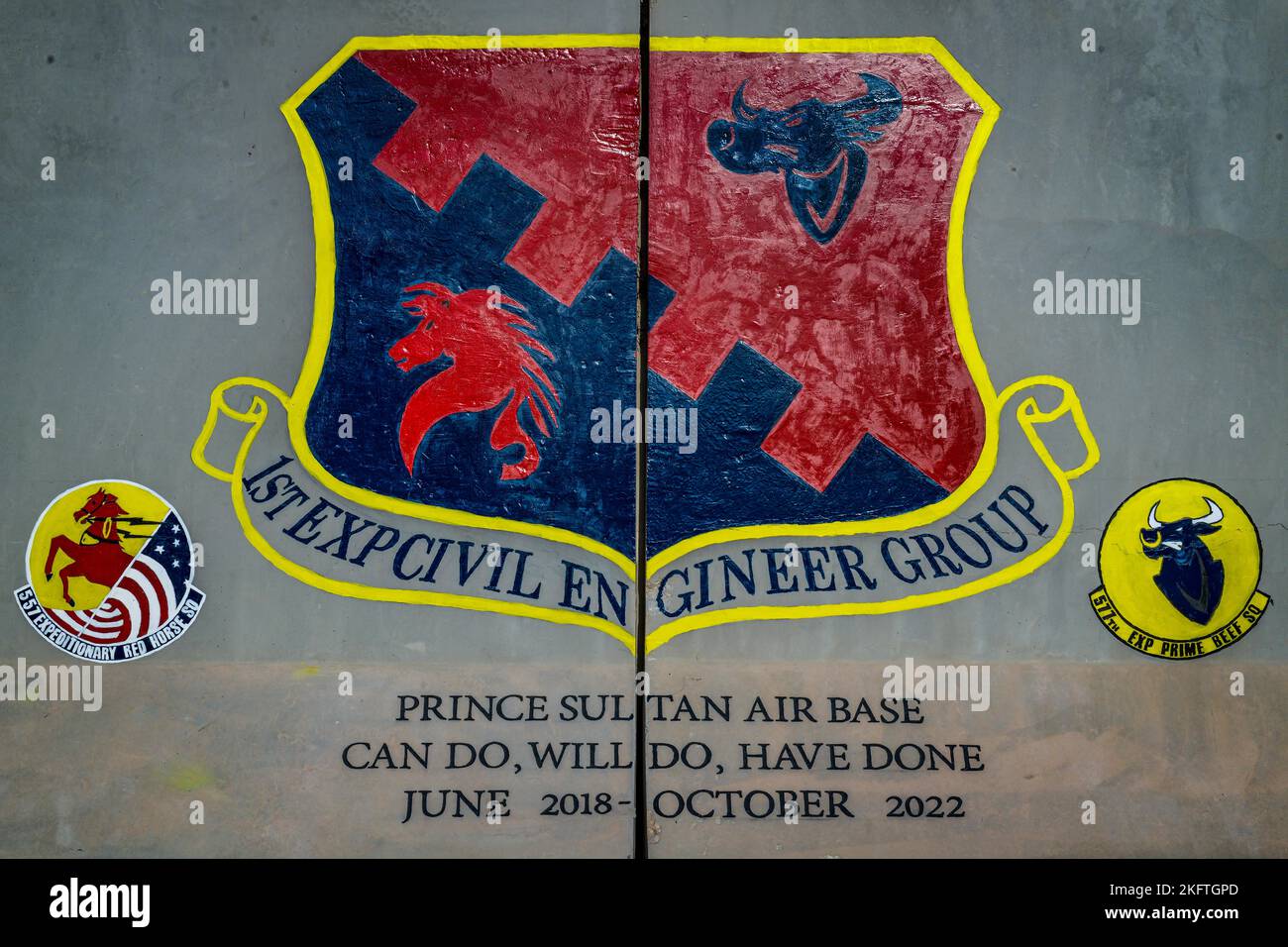 The 1st Expeditionary Civil Engineer Group painted their shield bearing ...