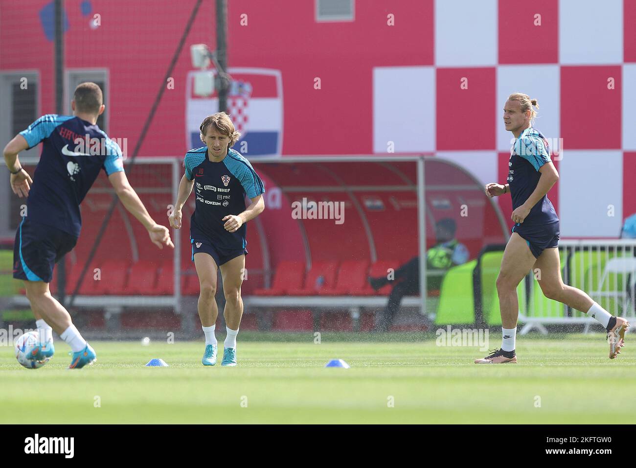 Doha, Qatar on November 20, 2022. Luka Modric and Domagoj Vida during ...