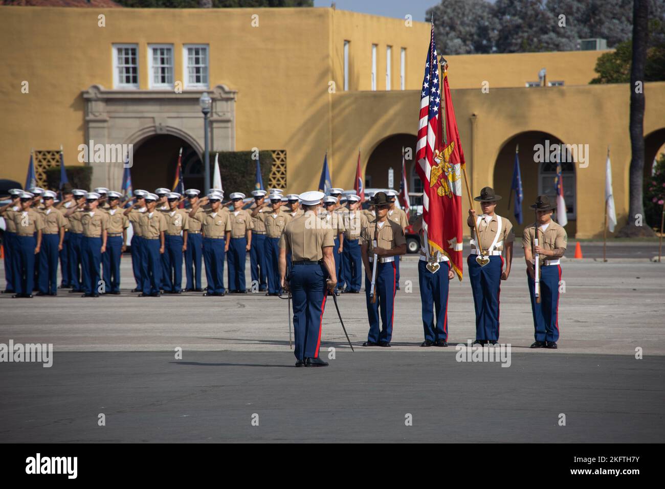 U.S. Marines with the Marine Corps Recruit Depot (MCRD) San Diego Color ...