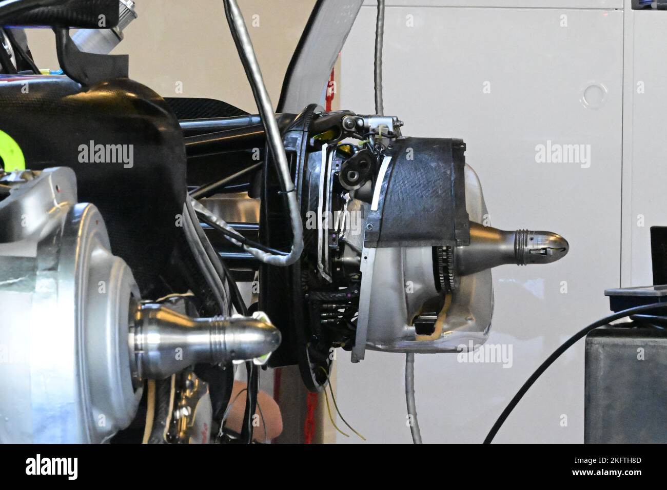 ABU DHABI, 19/11/2022, Haas F1 Team VF-22 Ferrari, Mechanical detail of ...
