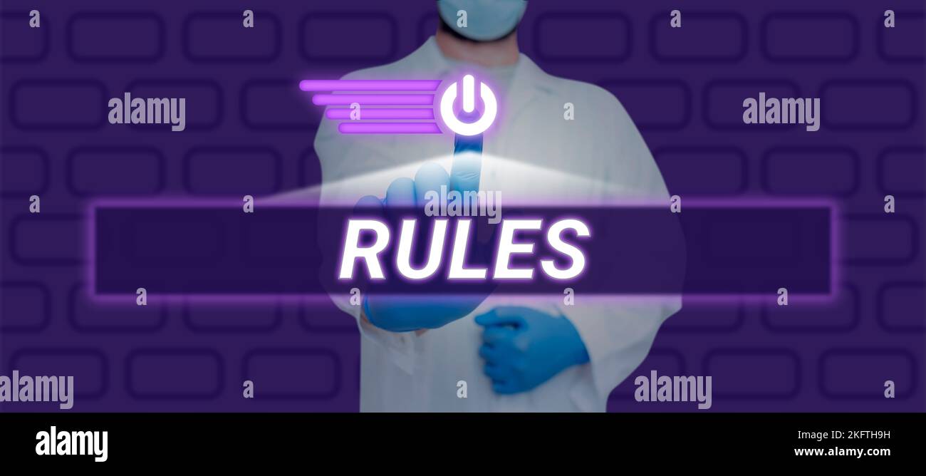 Sign displaying Rules. Business overview exercise ultimate power ...