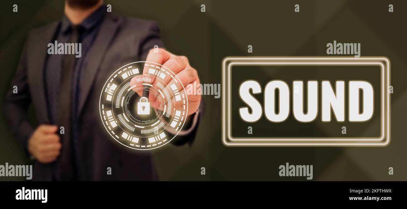 Sign displaying Sound. Business idea vibrations that travel through air ...