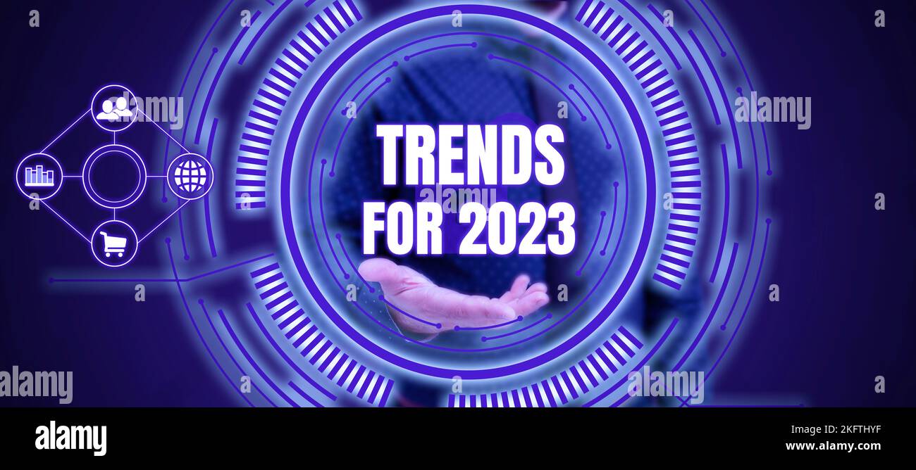 Inspiration showing sign Trends For 2023. Internet Concept list of ...