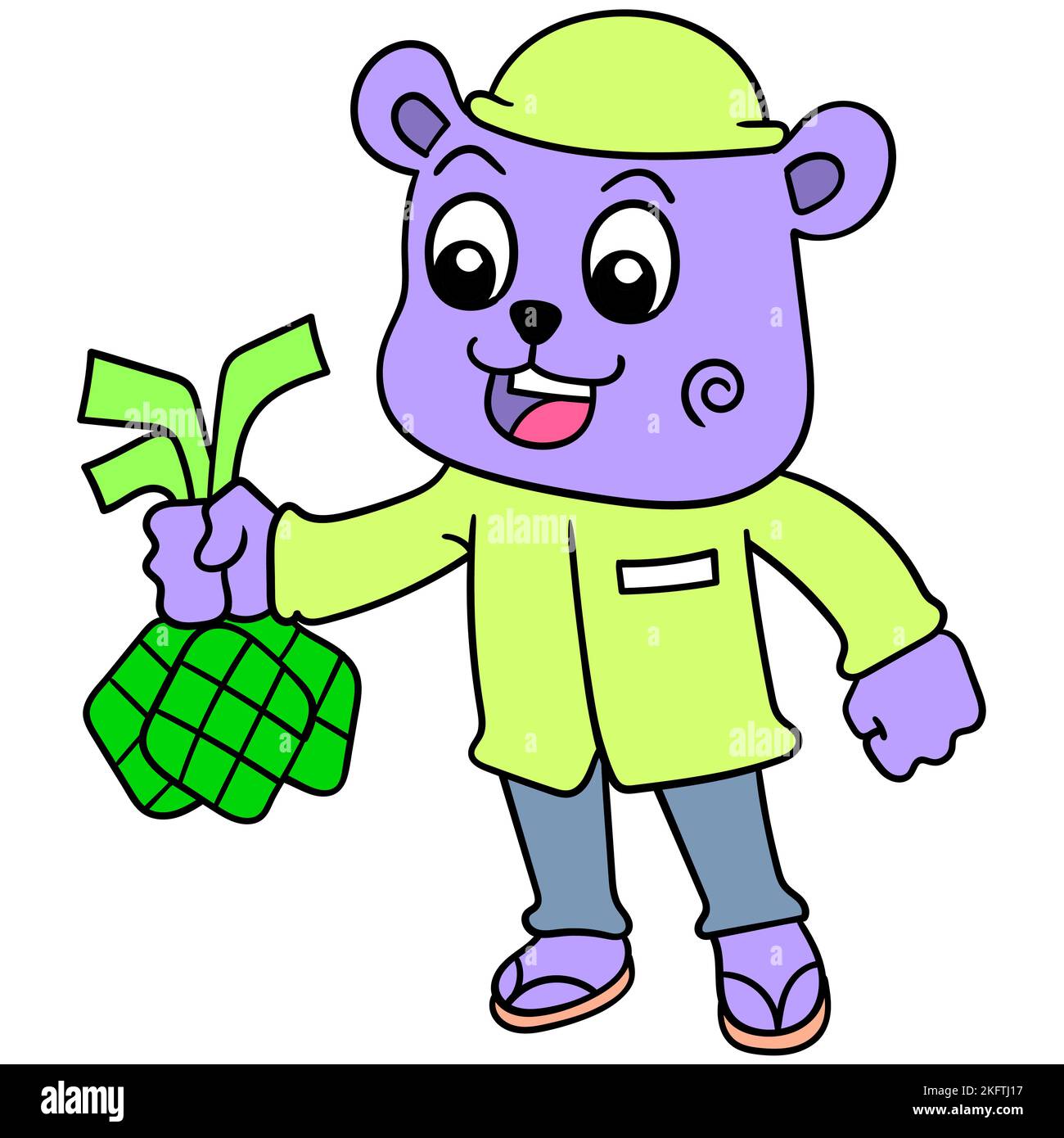 A cartoon character drawing vector illustration on a white background ...