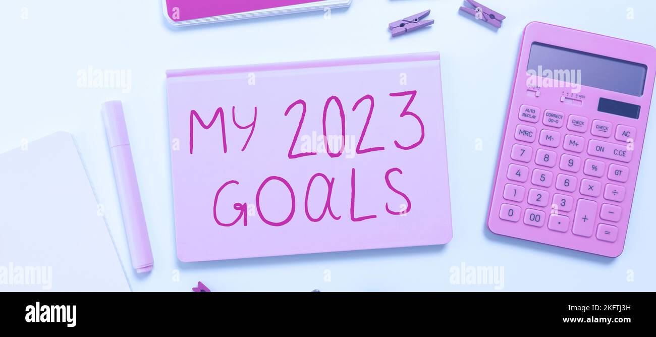Conceptual caption My 2023 Goals. Word Written on setting up personal ... Conceptual caption My 2023 Goals. Word Written on setting up personal ...