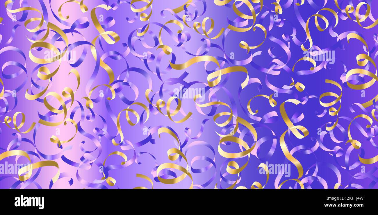 Seamless pattern of falling colored tinsel ribbon. Design for Birthday ...