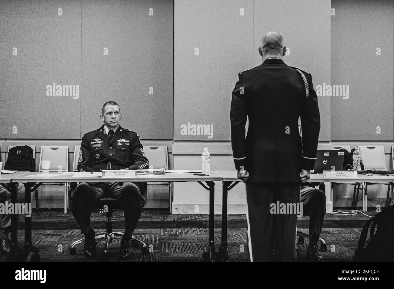 Sgt. Maj. of the U.S. Army Michael A. Grinston inspects a soldier ...