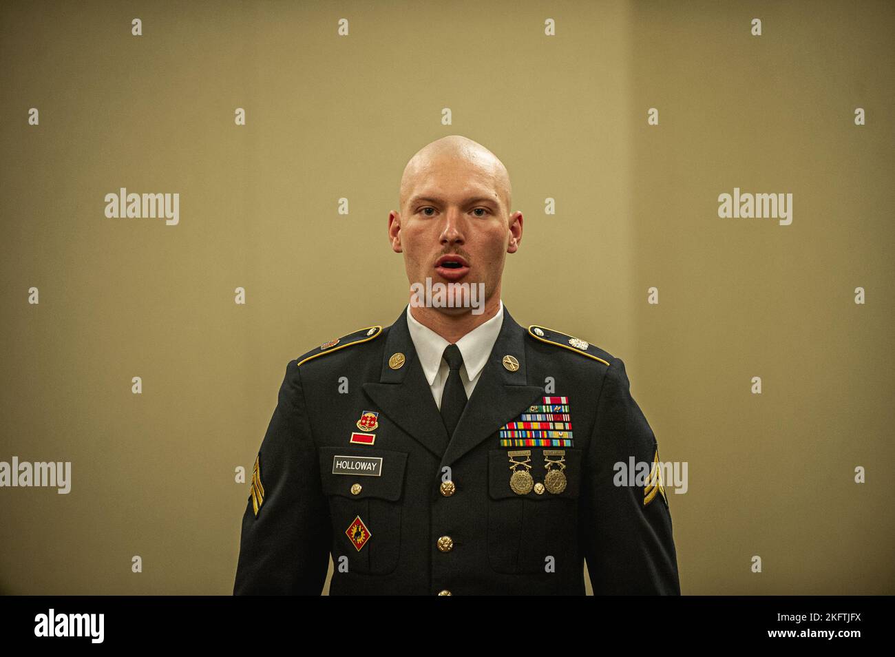 U.S. Army Sgt. Tyer Holloway, assigned to the U.S. Army National Guard ...