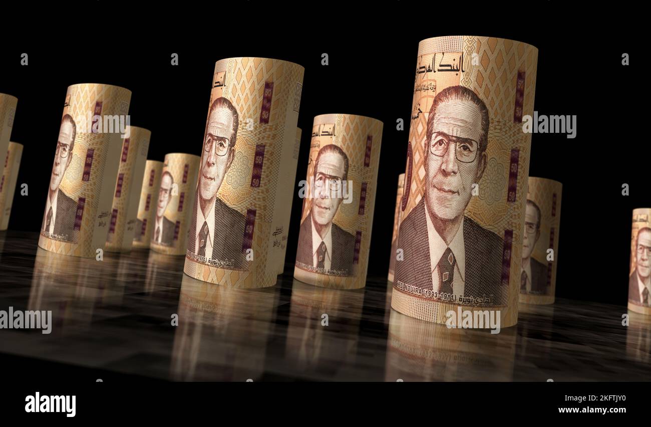 Tunisia money Tunisian Dinar money pack 3d illustration. TND banknote ...