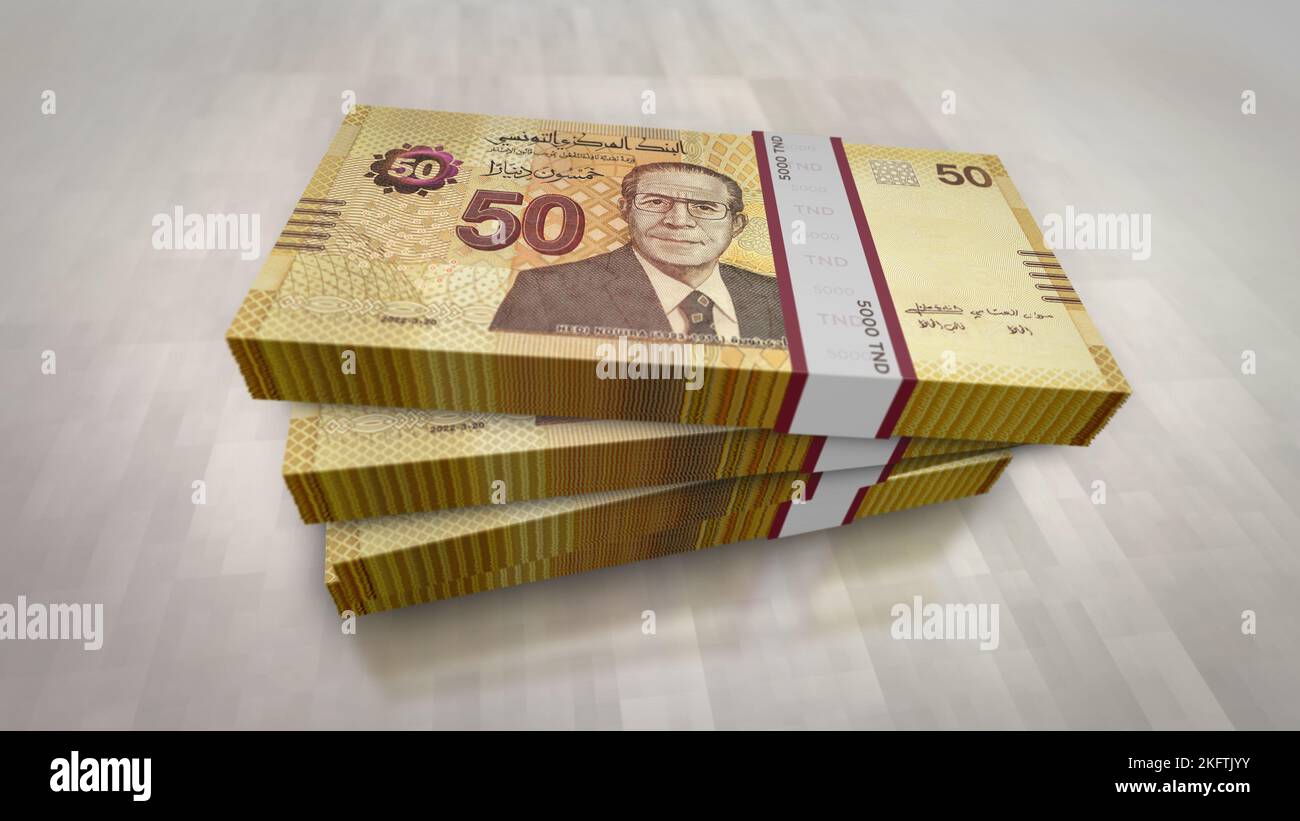 Tunisia money Tunisian Dinar money pack 3d illustration. TND banknote ...