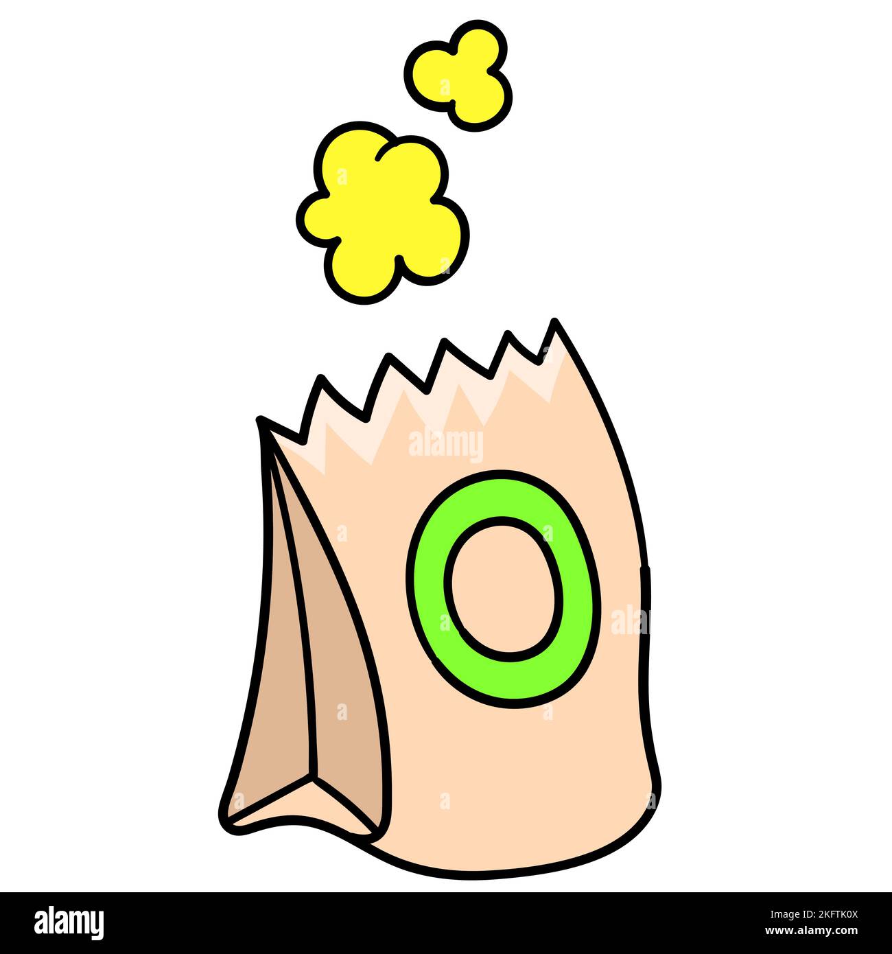 A cartoon drawing of a popcorn bag vector illustration on a white ...
