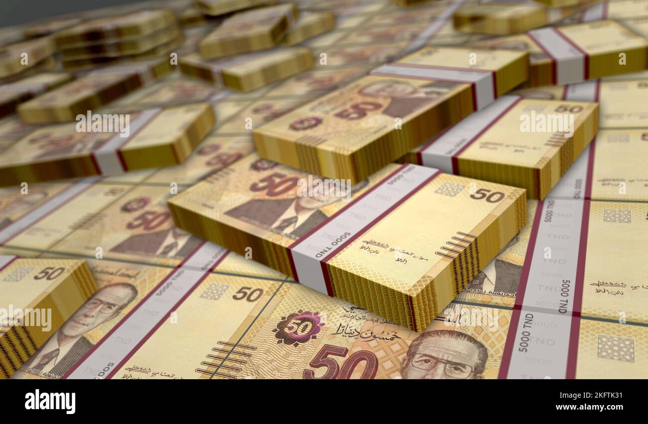 Tunisia money Tunisian Dinar money pack 3d illustration. TND banknote ...