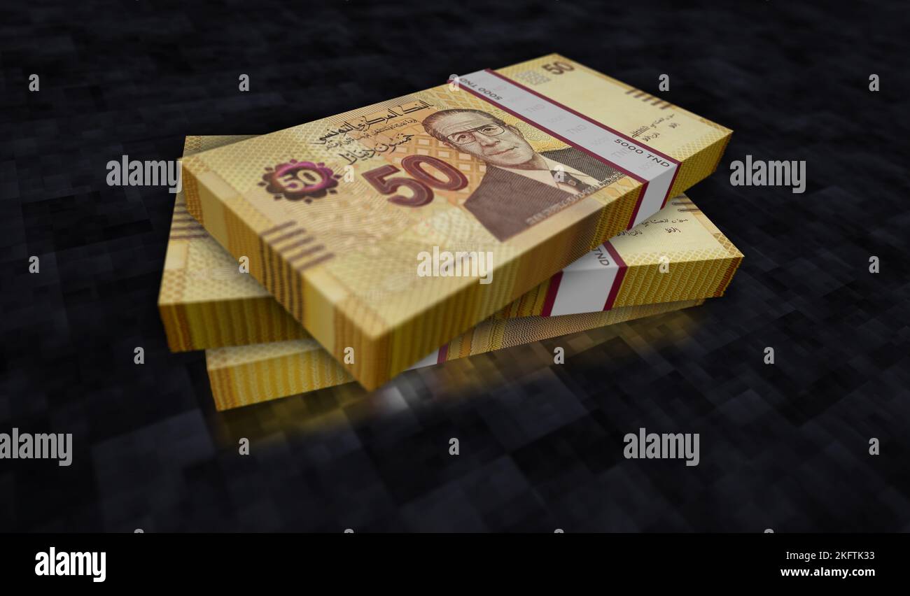 Tunisia money Tunisian Dinar money pack 3d illustration. TND banknote ...