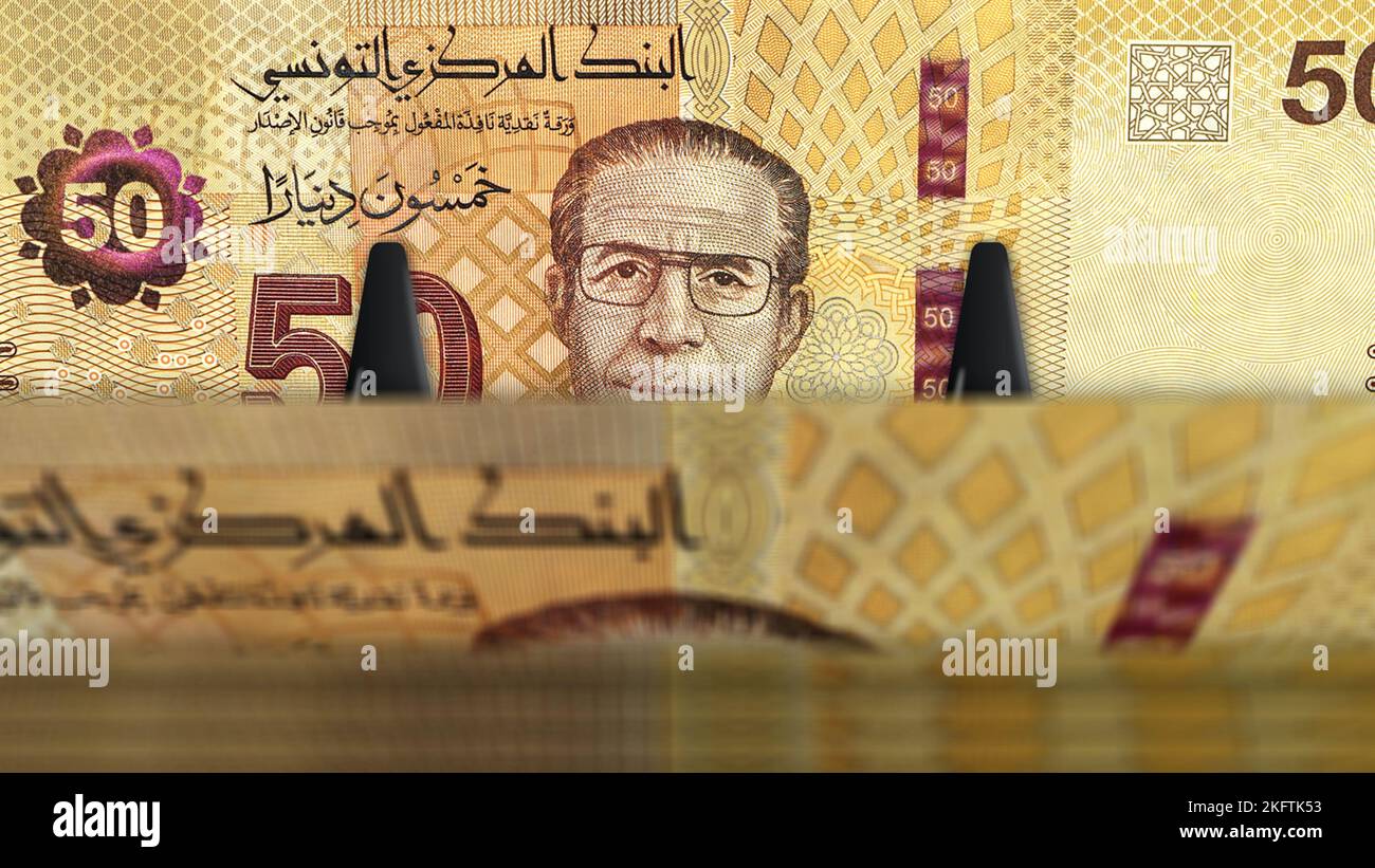Tunisia money Tunisian Dinar money pack 3d illustration. TND banknote ...