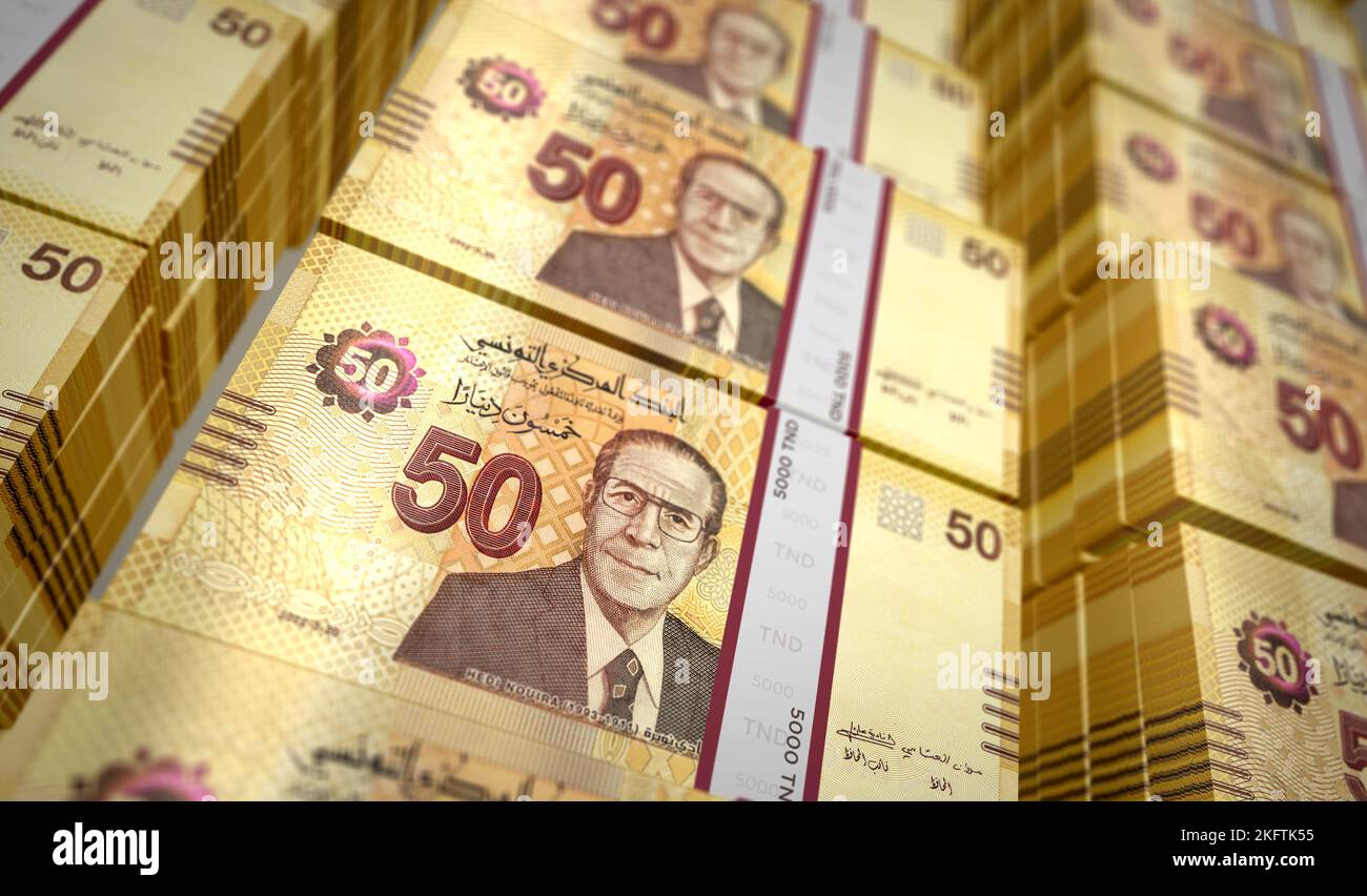 Tunisia money Tunisian Dinar money pack 3d illustration. TND banknote ...