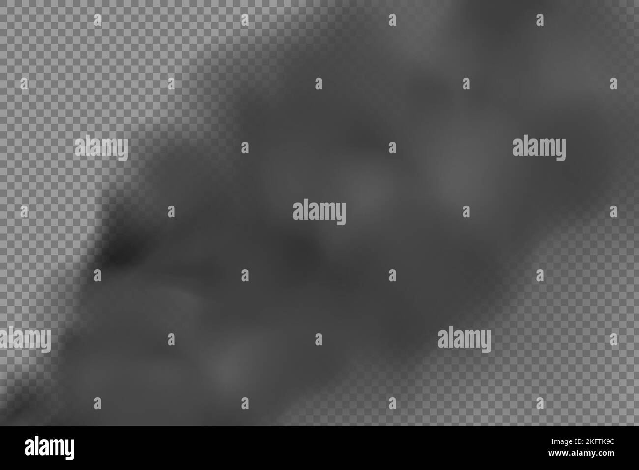 Realistic vector isolated on transparent background. Black smoke, smog ...