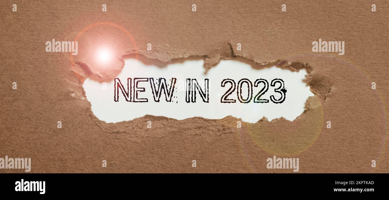 Inspiration showing sign New In 2023. Business showcase list of fresh ...