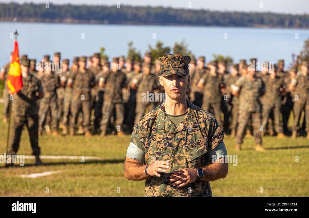 U.S. Marine Corps Maj. Christopher Tyson, the battery commander of Fire ...