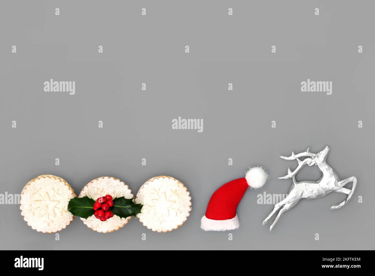 Christmas holiday background with traditional festive symbols of ...