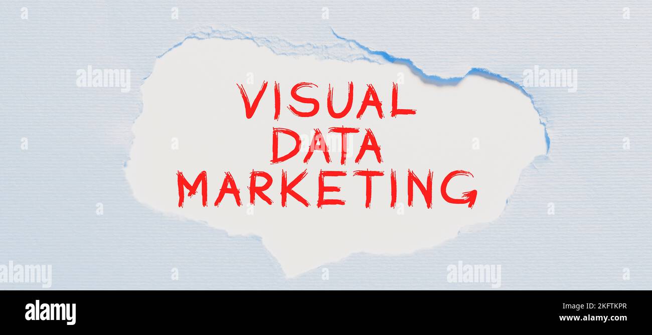 Text showing inspiration Visual Data Marketing. Word for Use images to ...